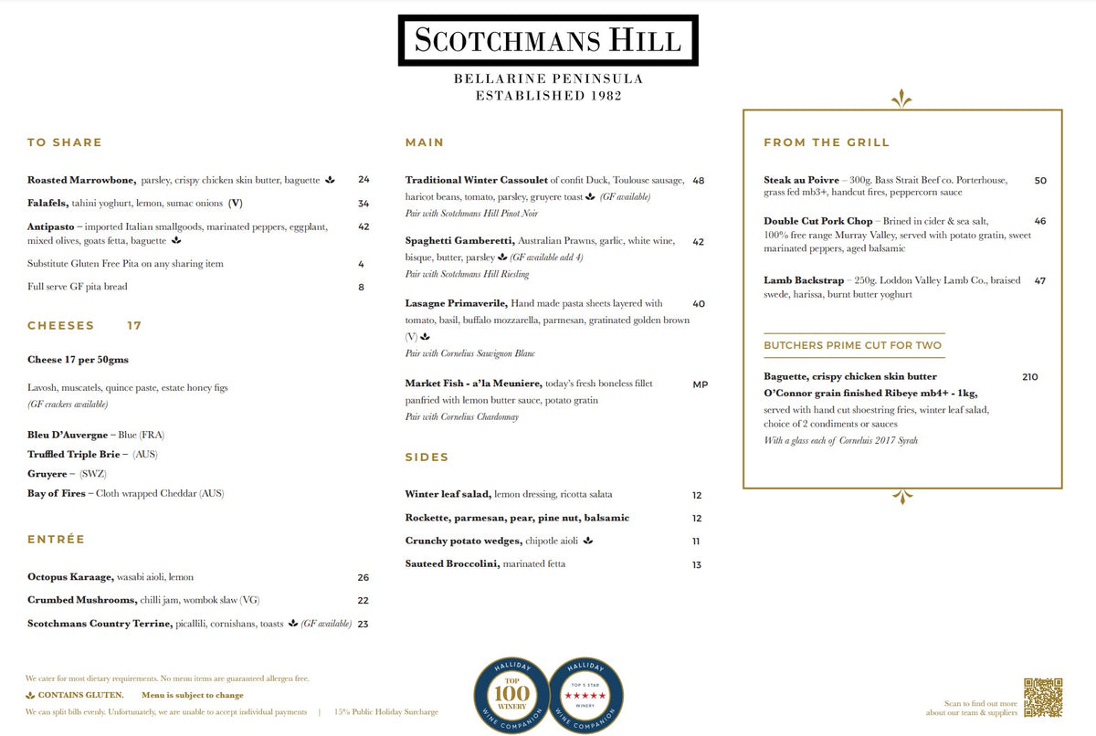 Scotchmans Restaurant Menu – Scotchmans Hill